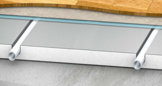 Underfloor heating suspended floors and cooling with a heat pump